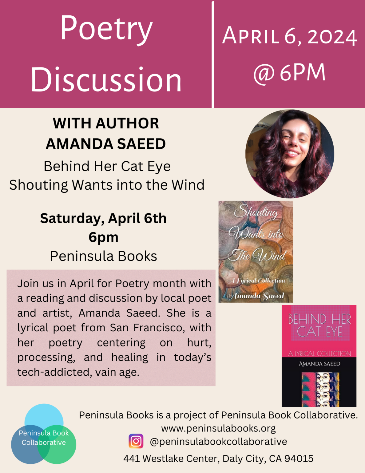 Poetry Reading with Amanda Saeed - Peninsula Book Collaborative